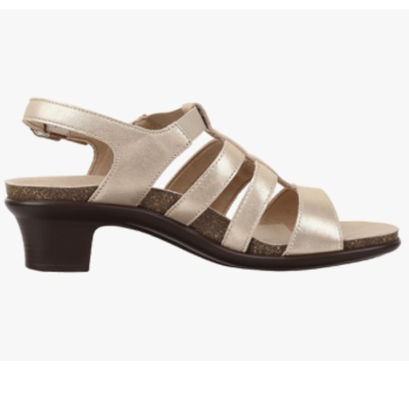 SAS | Shoes | Sas San Antonio Shoes Allegro Metallic Gold Leather Heel ...
